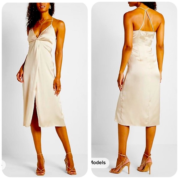 Express | Dresses | Nwt Express Xl Satin Sandshell Twisted Front Slip ...